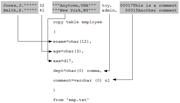 Actian Ingres 12.0 | COPY Examples