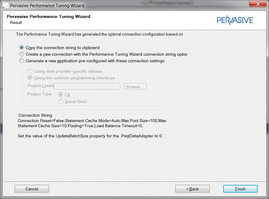 Using the Pervasive Performance Tuning Wizard